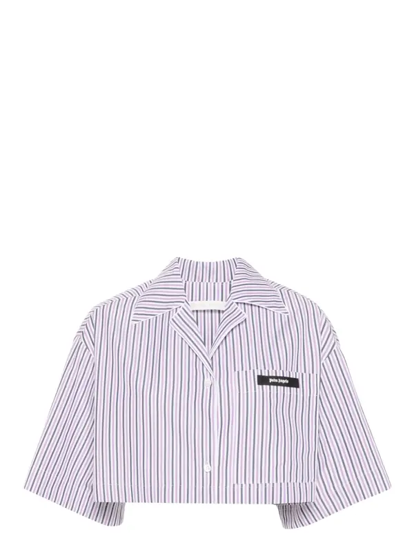 Palm Angels Logo-tag Cropped Striped Shirt - Purple
