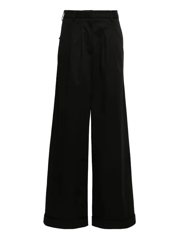Palm Angels Logo-tag Pleated Trousers - Black