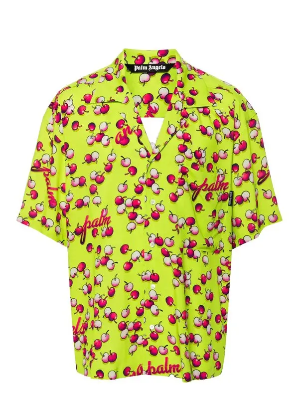 Palm Angels Cherry-print Shirt - Yellow