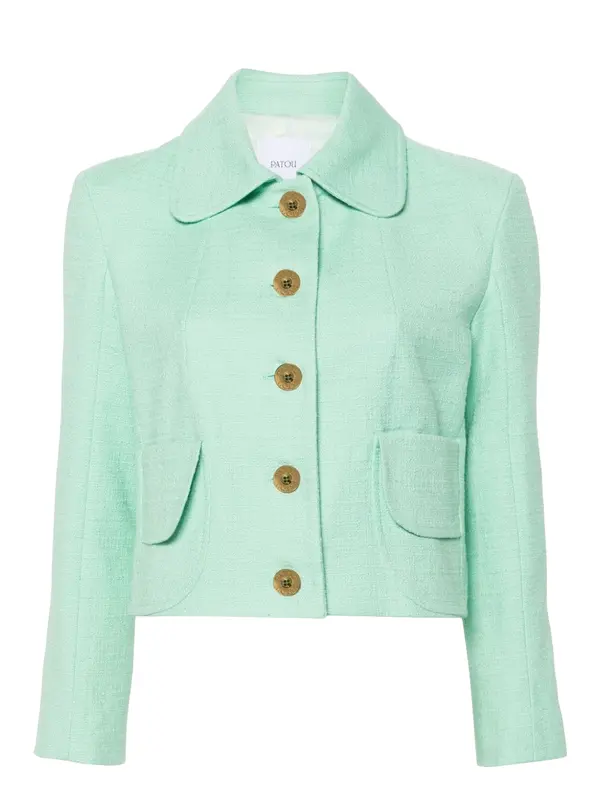 Patou Cropped Tweed Jacket - Green