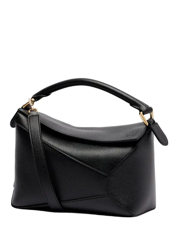Loewe Puzzle Small Leather Shoulder Bag - Black