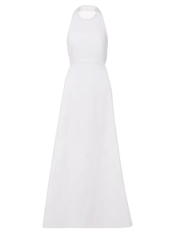 ADRIANA DEGREAS Halterneck Cotton-blend Maxi Dress - White