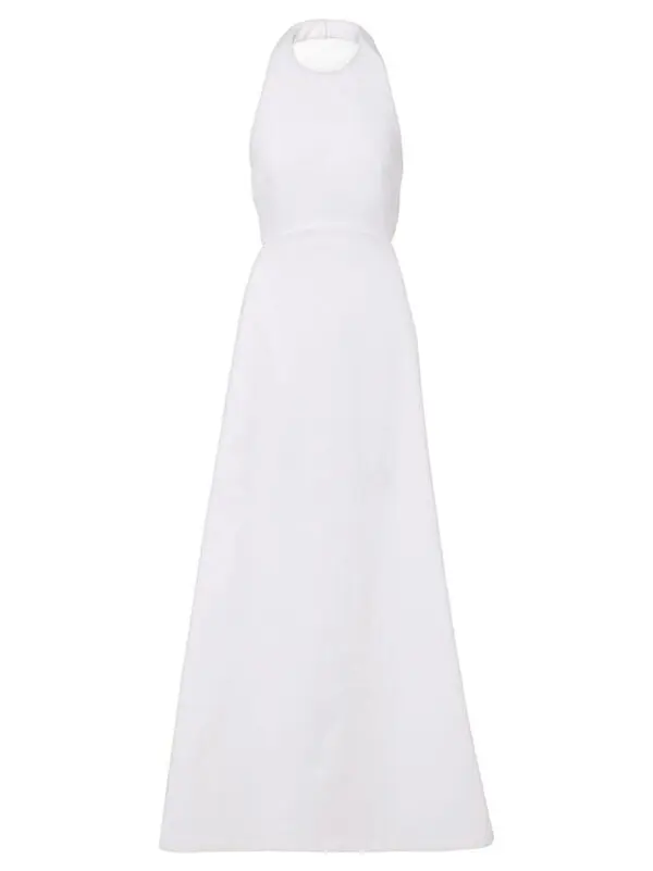 ADRIANA DEGREAS Halterneck Cotton-blend Maxi Dress - White