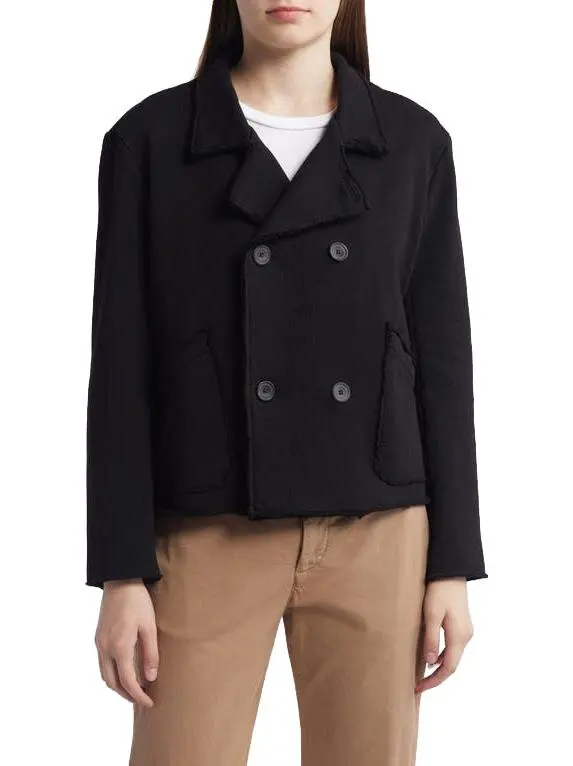 Frank & Eileen Mini Belfast Crop Knit Pea Coat - Black
