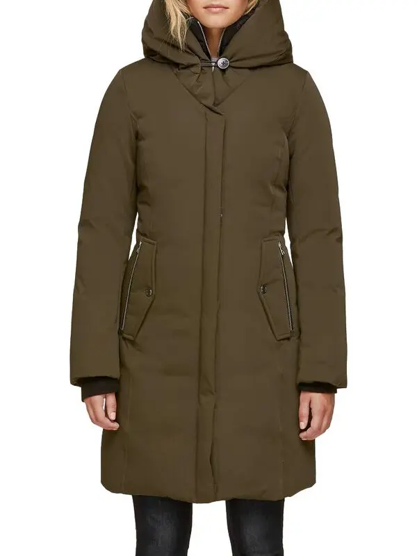 Soia & Kyo Slim Fit Hooded Down Coat - Army
