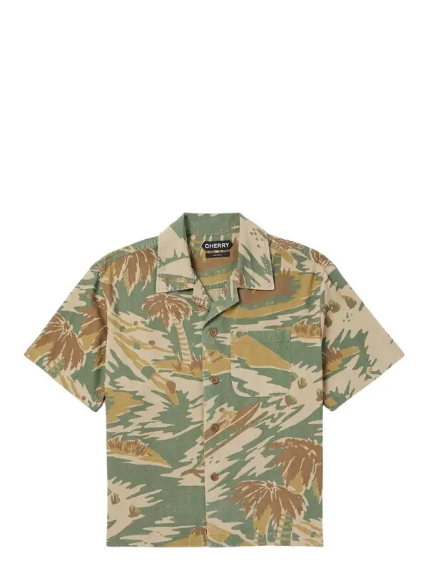 CHERRY LOS ANGELES Camp-collar Printed Cotton-twill Shirt - Green