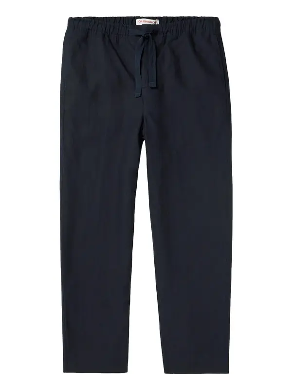 Orlebar Brown Alex Tapered Linen Drawstring Trousers - Blue