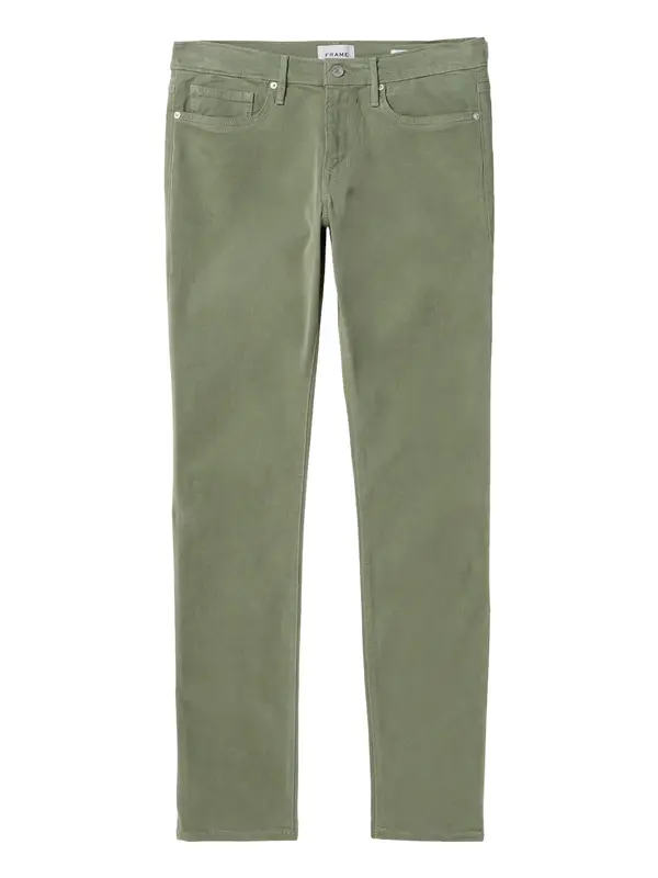 FRAME L'homme Slim-fit Stretch Lyocell-blend Trousers - Green