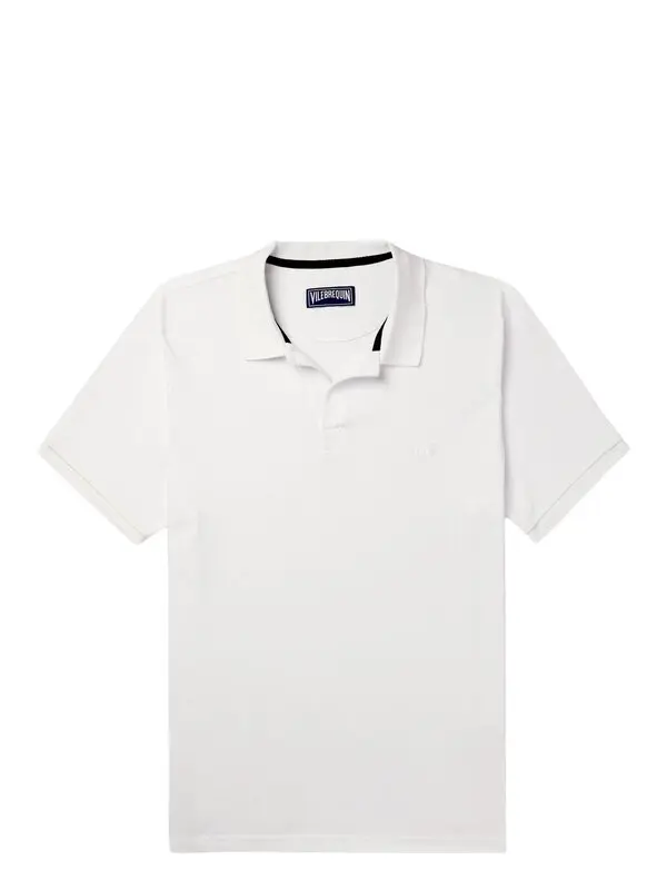Vilebrequin Logo-embroidered Cotton-piqué Polo Shirt - White