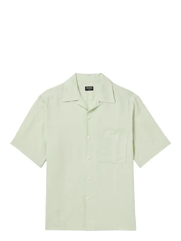Zegna Camp-collar Oasi Linen Shirt - Green