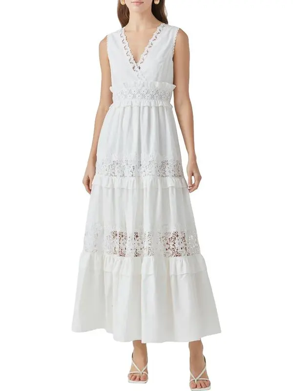 Endless Rose Lace Inset Maxi Dress - White