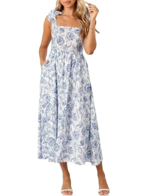 PETAL & PUP Janie Midi Sundress - Blue Floral