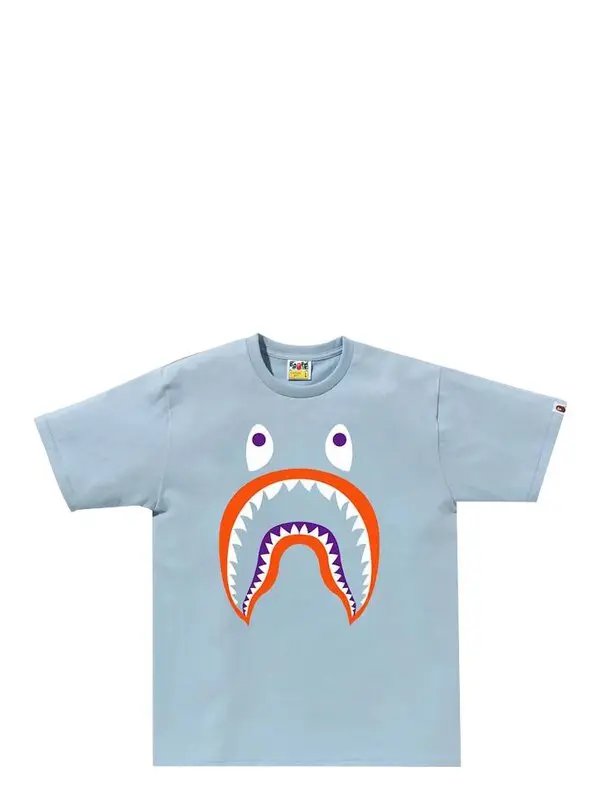 A BATHING APE Colors Shark Ponr Tee Shirt - Sax