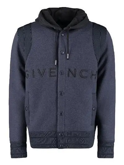 Givenchy Hooded Embroidered Varsity Jacket - Navy Blue