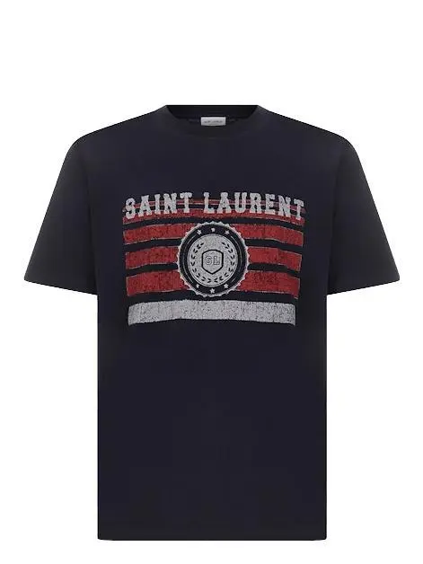 Saint Laurent League Print T-shirt - Navy Blue