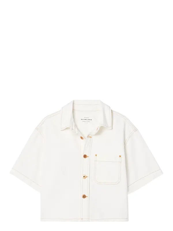 SLVRLAKE Cara Cropped Denim Shirt - White