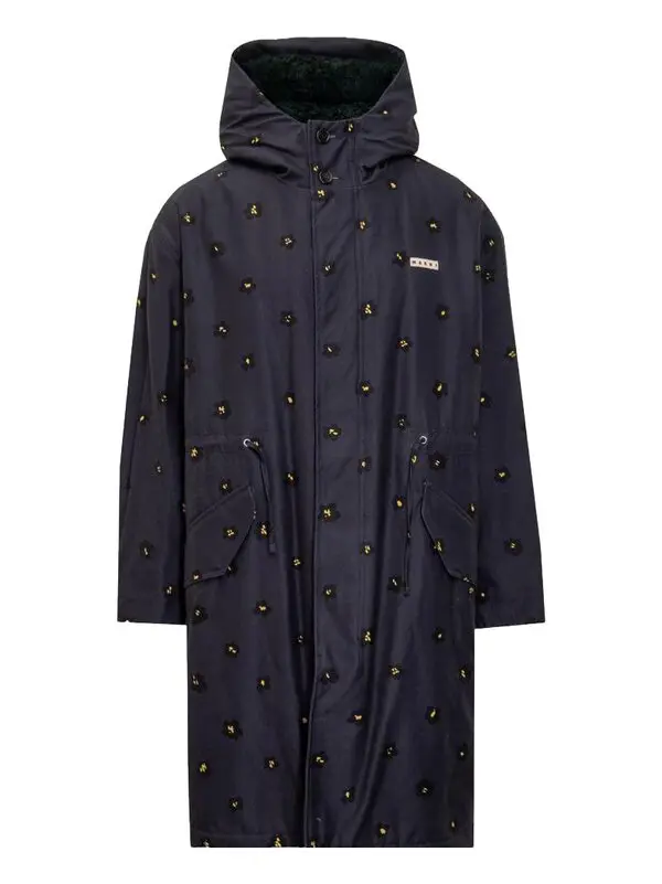 Marni Draft Flower Print Trench Coat - Blue