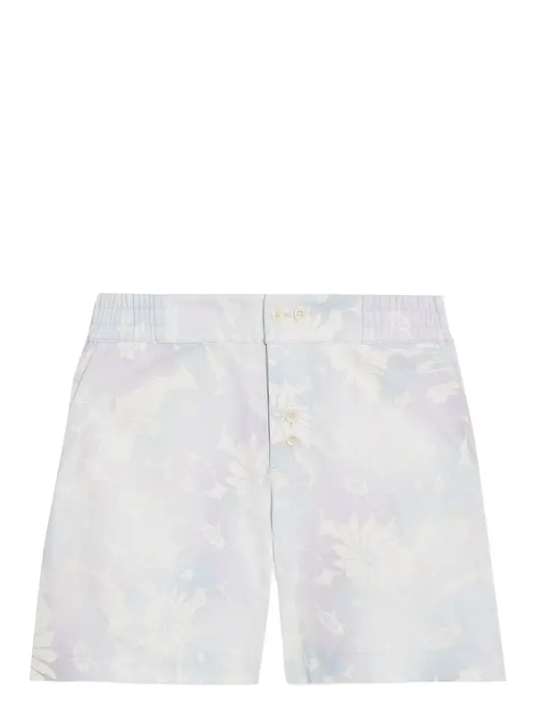 Jacquemus Floral-print Cotton-twill Shorts - Light Blue