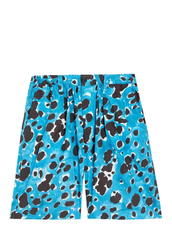 Marni Printed Cotton Shorts - Azure