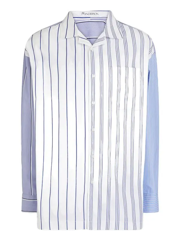 JW Anderson Striped Cottonblend Poplin Shirt - White