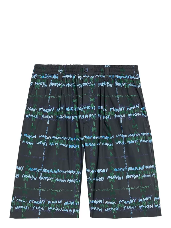Marni Logo-print Cotton Shorts - Black
