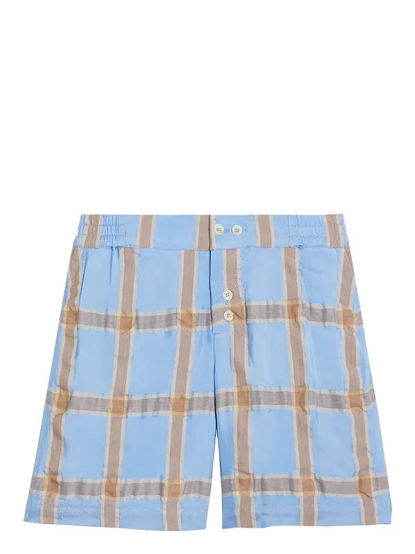 Jacquemus Checked Seersucker Shorts - Light Blue