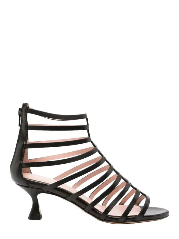 ANNA F. 55mm Leather Caged Sandals - Black