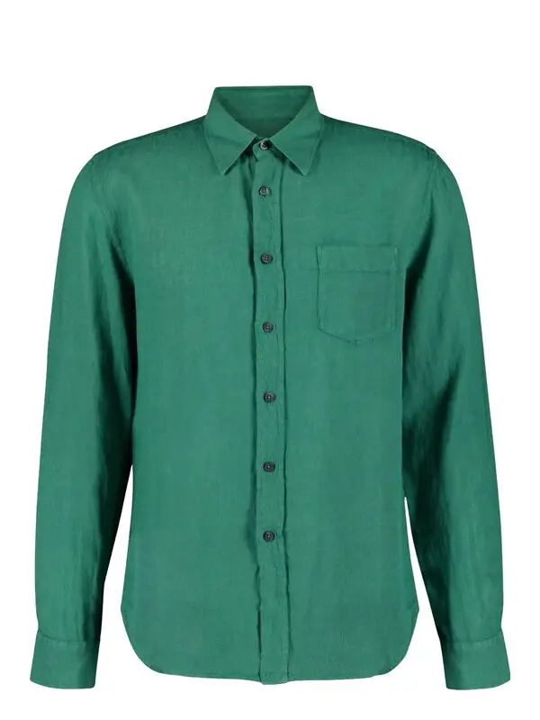 120% Lino Long-sleeve Linen Shirt - Green