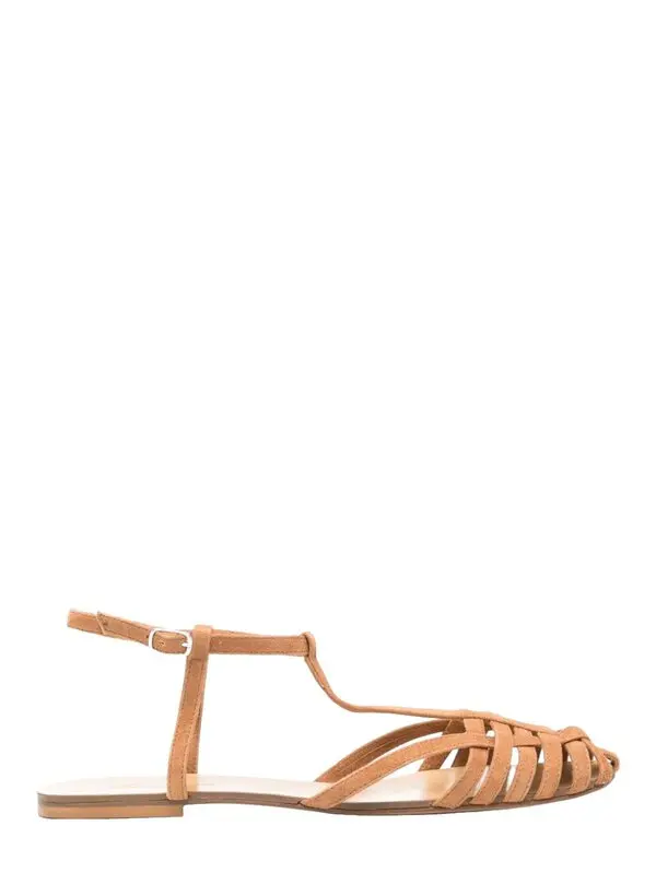 ANNA F. Caged Suede Sandals - Brown