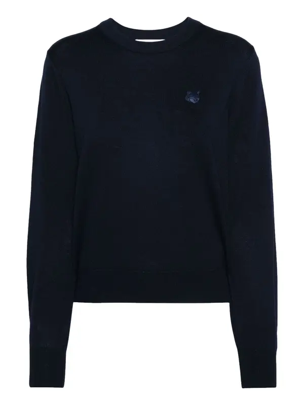 Maison Kitsuné Fox Motif Knitted Jumper - Blue