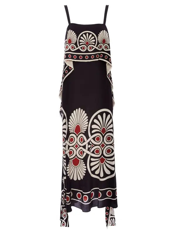 La DoubleJ Slip-around Geometric-print Dress - Black