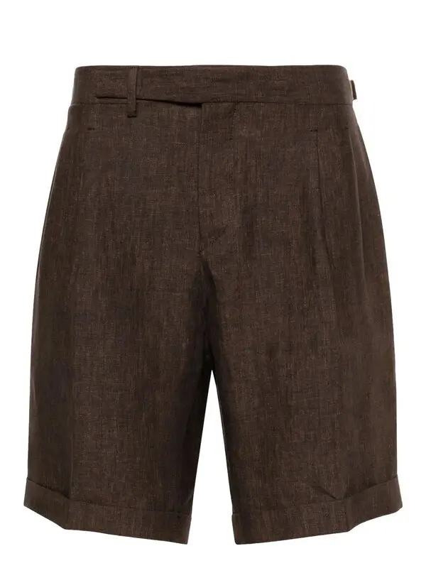 BRIGLIA 1949 Tailored Linen Shorts - Brown