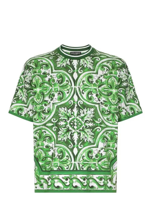 Dolce & Gabbana Majolica Cotton T-shirt - Green