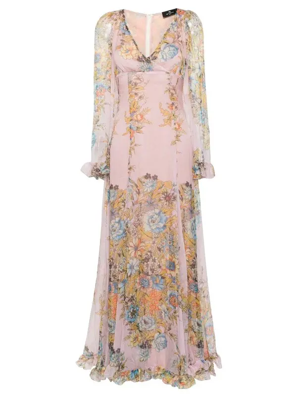 Etro Flora-print Maxi Dress - Pink