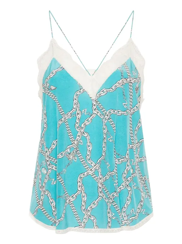 Zadig&Voltaire Christy Logo-print Silk Top - Blue