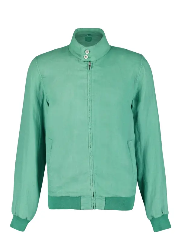 120% Lino Linen Bomber Jacket - Green