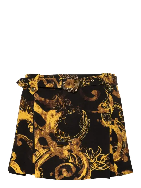 Versace Watercolor Couture-print Mini Skirt - Black