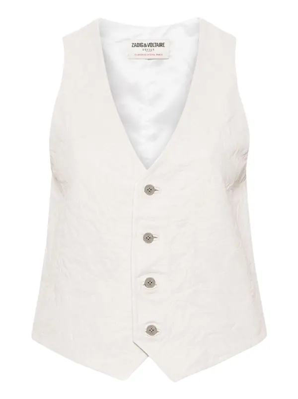 Zadig&Voltaire Emilie Crinkled Leather Waistcoat - Neutrals