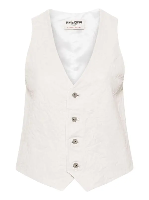 Zadig&Voltaire Emilie Crinkled Leather Waistcoat - Neutrals