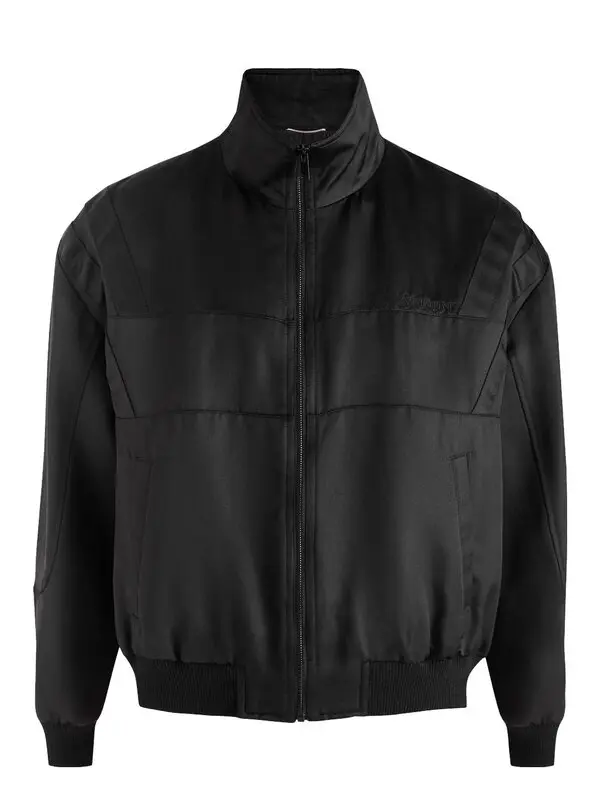Saint Laurent Teddy Panelled Satin Bomber Jacket - Black