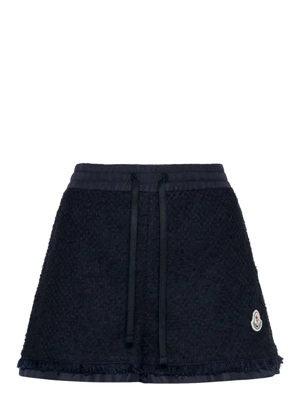 Moncler Logo-patch Tweed Shorts - Blue