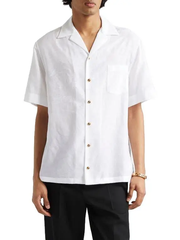 Versace Barocco Jacquard Camp Shirt - Optical White