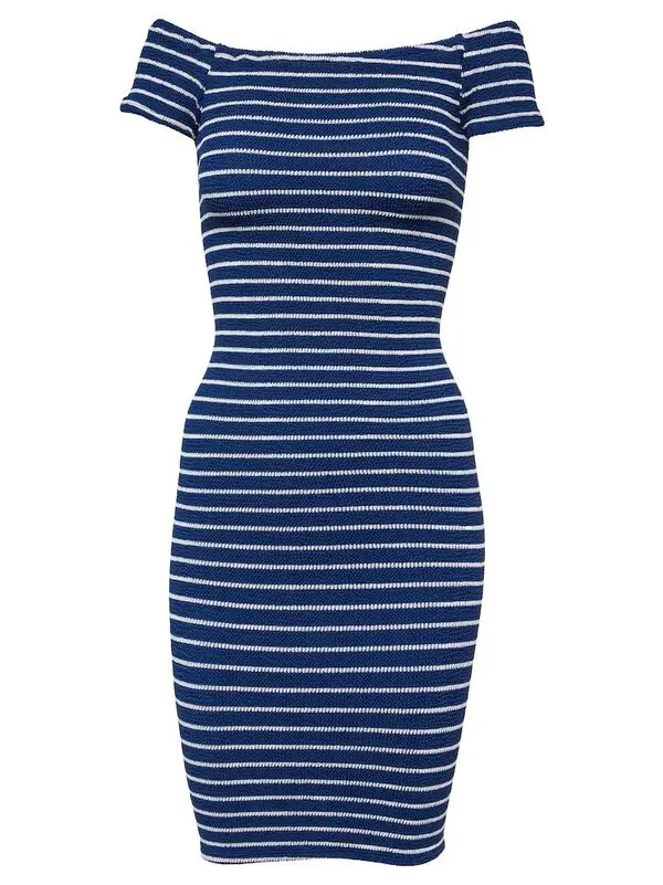 Hunza G Grace Striped Midi Dress - Blue