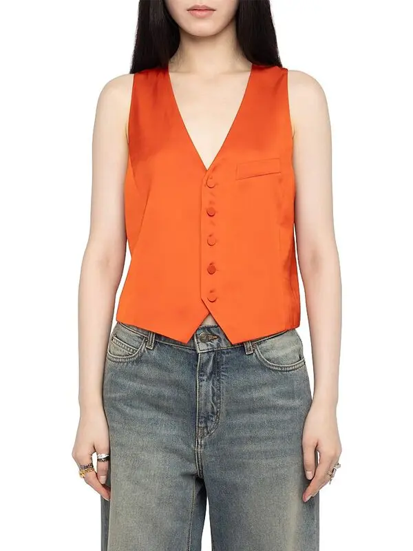 Zadig&Voltaire Emaux Satin Vest - Tangerine
