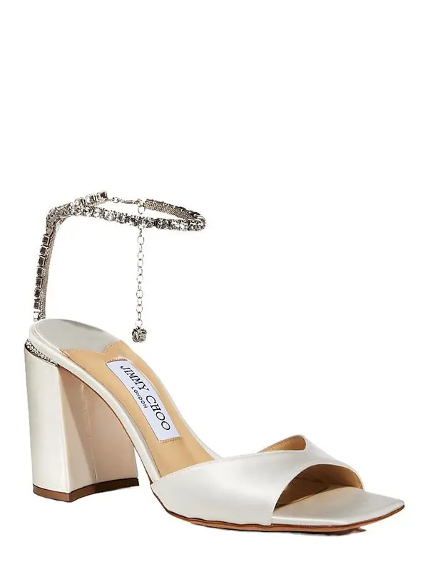 JIMMY CHOO Saeda 85 Embellished Sandals - Ivory/crystal