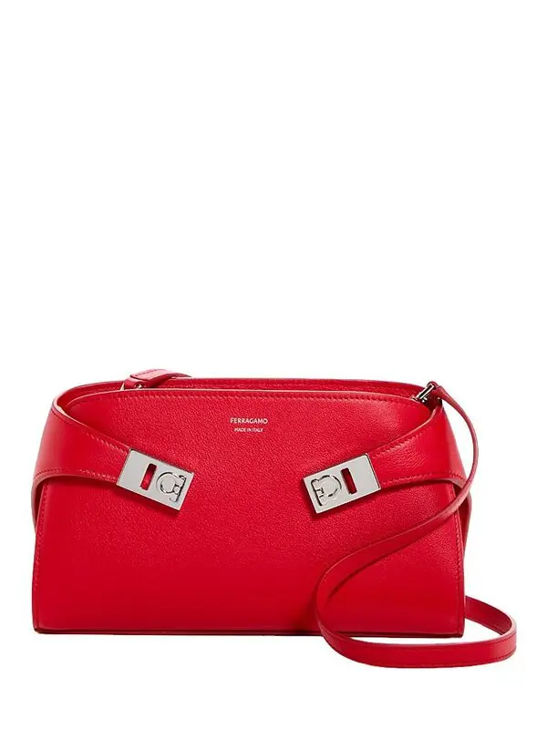 FERRAGAMO Hug Mini Leather Crossbody Bag - Flame Red