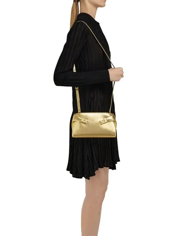 FERRAGAMO Hug Mini Leather Crossbody Bag - Gold