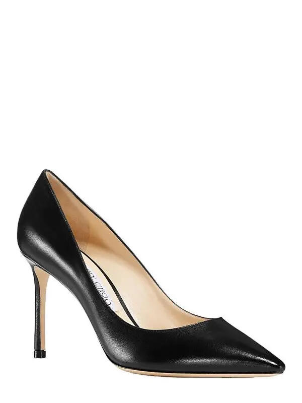 JIMMY CHOO Romy 85 Pointed-toe Pumps - Black Leather