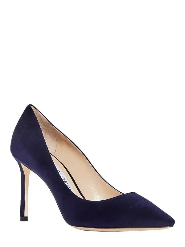 JIMMY CHOO Romy 85 Pointed-toe Pumps - Navy Suede
