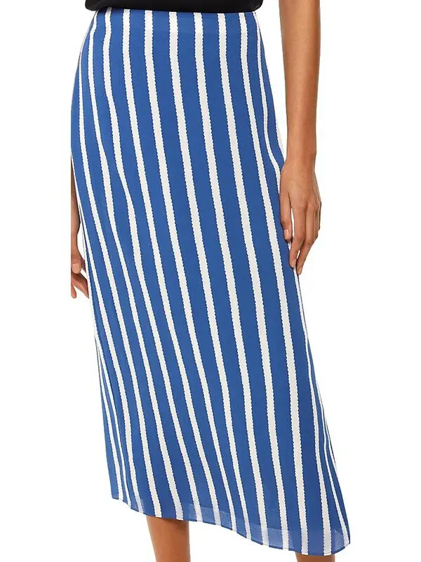 Whistles Crinkle Stripe Midi Skirt - Blue Multi